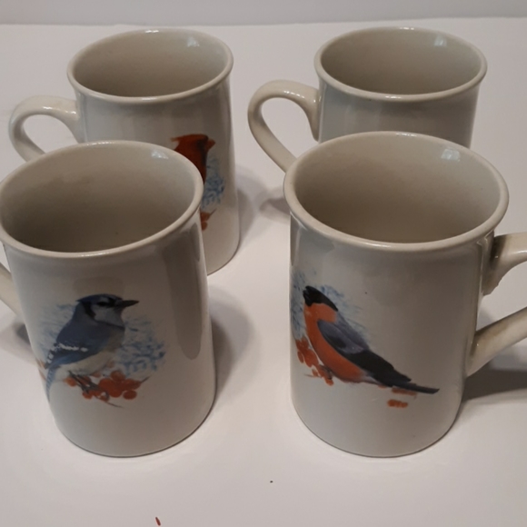 Vintage | Dining | Set Of 4 Vintage Birds Mugs | Poshmark